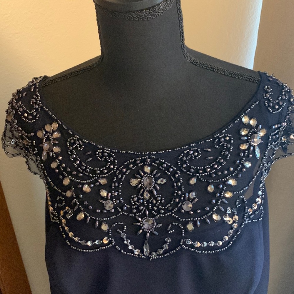 Beautiful Beaded, Navy Blue, Formal Gown - Gem
